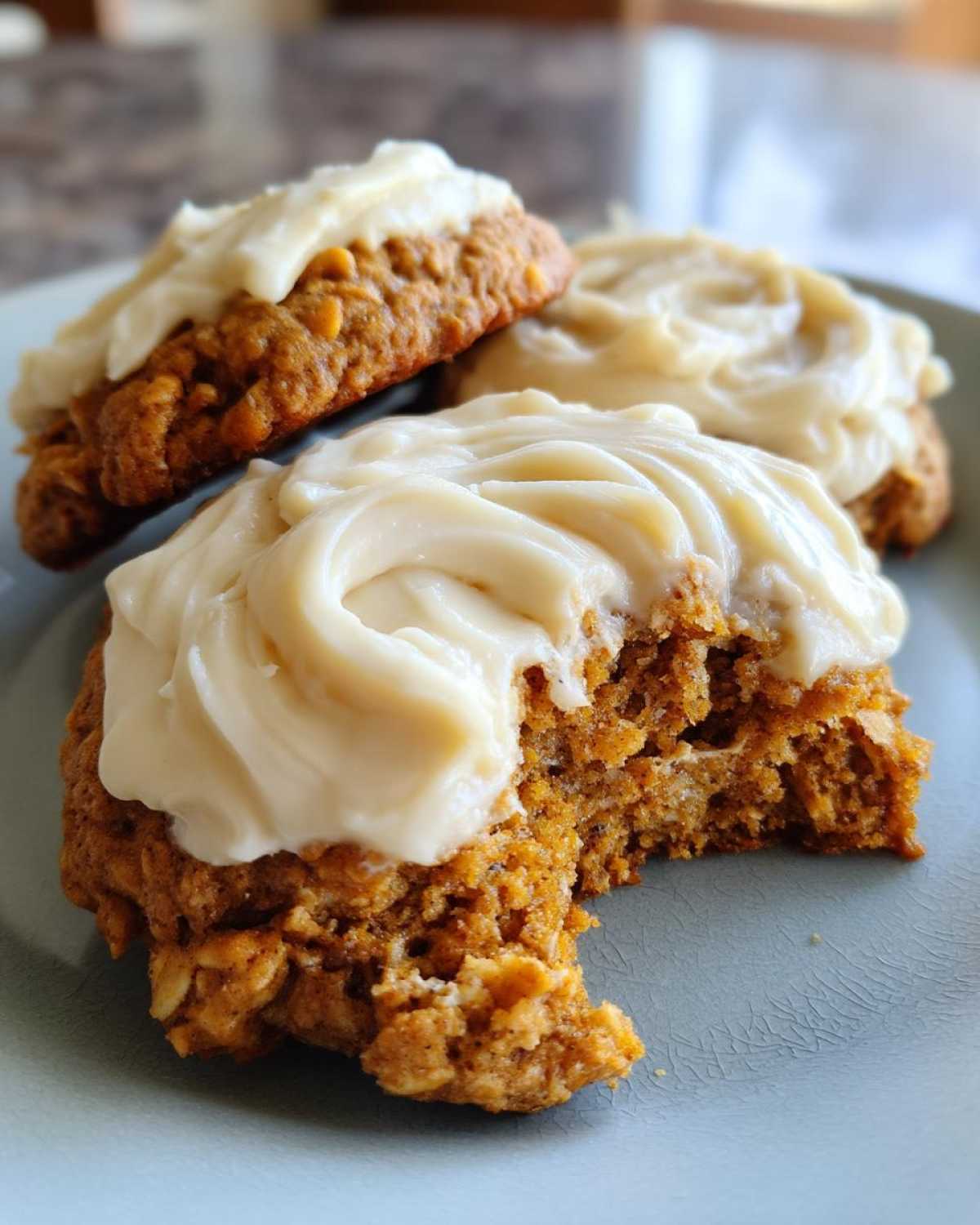 Soft Chewy Pumpkin Oatmeal Cookies Maple Frosting: 1 Amazing Bite ...
