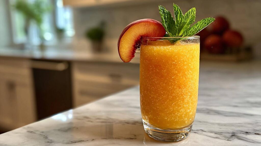 Amazing Frozen Peach Bellini Slush (5-Star Brunch) - GourmetGusto